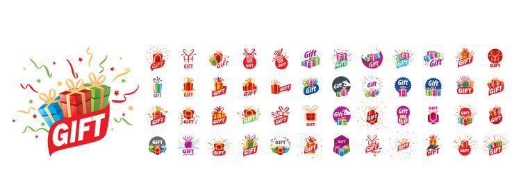 Gift logo symbol desain template Royalty Free Vector Image