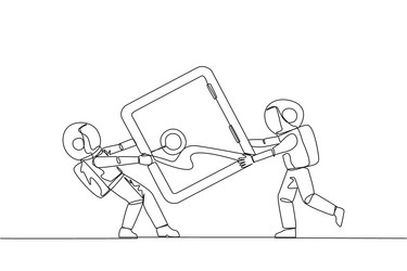 Continuous one line drawing two astronaut Vector Image