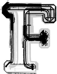 Technical typography letter f Royalty Free Vector Image