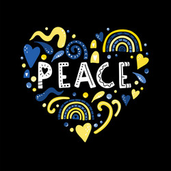 Hand drawn peace template in blue and yellow Vector Image