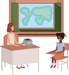 Teacher in the geography class Royalty Free Vector Image