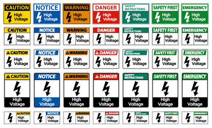 Safety instructions high voltage sign isolate Vector Image