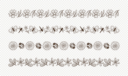 Spring doodle decorative borders Royalty Free Vector Image