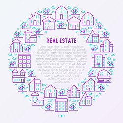 Real estate concept in half circle Royalty Free Vector Image