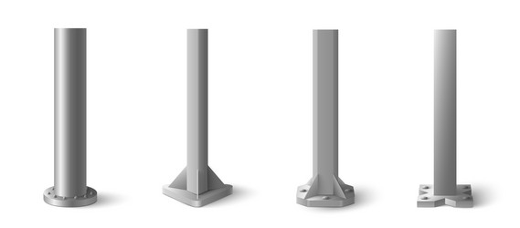 Realistic metal poles silver vertical Royalty Free Vector