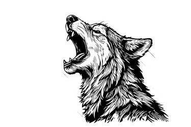 Angry wolf head hand drawn ink sketch engraving Vector Image
