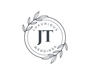 Jt initials letter wedding monogram logos Vector Image
