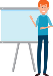 Man teaching with paperboard character Royalty Free Vector