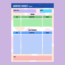 Monthly budget planner with abstract background Vector Image