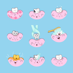 Happy tooth icon cute characters with gum Vector Image