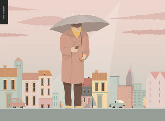 Rain - walking man Royalty Free Vector Image - VectorStock