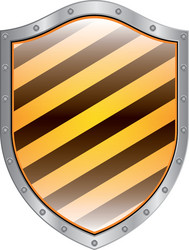 Metallic shield with right diagonal stripe Vector Image