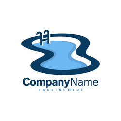 Summer swimming pool logo design Royalty Free Vector Image