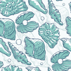 Seamless pattern with seashells Royalty Free Vector Image