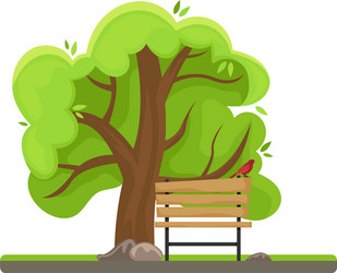 Spring or summer stylized tree with green leaves Vector Image
