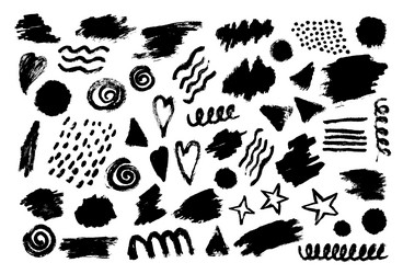 Abstract set of different brush splash texture Vector Image