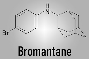Bromantane molecule skeletal formula Royalty Free Vector