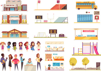 Computer laboratory class in local high school Vector Image