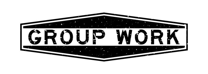 Grunge red group work word hexagon rubber seal Vector Image