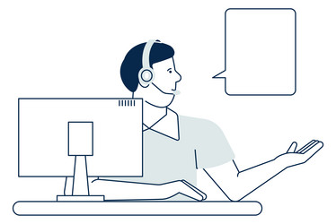 Customer talking phone man calling in client Vector Image