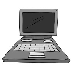Old computer monitor crt hand drawn Royalty Free Vector