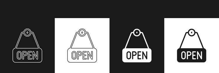 Line hanging sign with text open door icon Vector Image