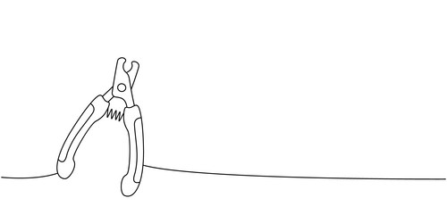 Pet nail clippers one line continuous drawing Vector Image
