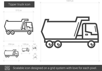 Tipper truck line icon Royalty Free Vector Image