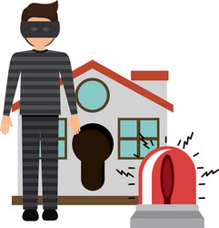 Isolated house alarm and thief design Royalty Free Vector