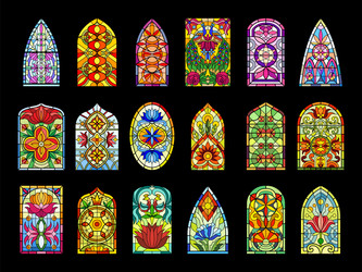 Stained glass decorative colored windows from Vector Image