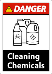 Warning sign cleaning chemicals sign on white Vector Image