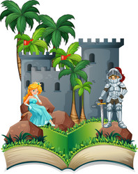 Knight protecting the princess isolated coloring Vector Image