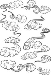 Seamless pattern clouds line art background Vector Image