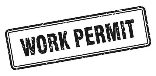 Work permit stamp rectangular Royalty Free Vector Image