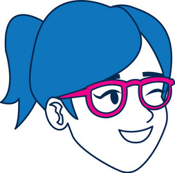 Character face girl with blue short hair Vector Image