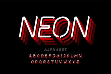 Neon font outline typeface light type alphabet Vector Image