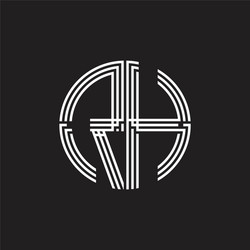 Rh logo monogram with outline style linked Vector Image