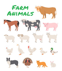 Modern colorful farm animals set of farm animals Vector Image