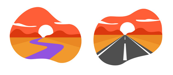 Highway pass under overpass icon Royalty Free Vector Image