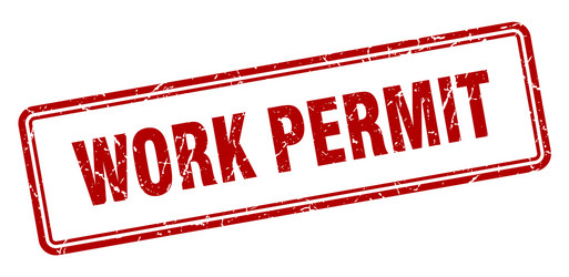 Work permit stamp work permit rectangular stamp Vector Image