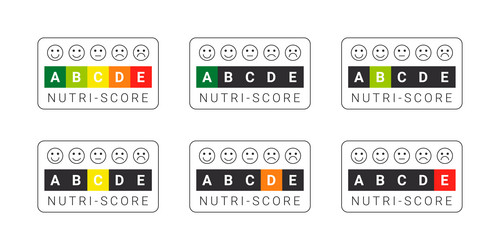 Nutri-score icons food rating system signs health Vector Image