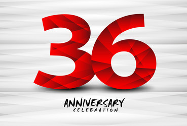 36 year anniversary celebration logo red Vector Image