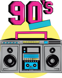 90s retro radio stereo Royalty Free Vector Image