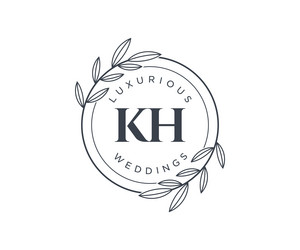 Kh initials letter wedding monogram logos Vector Image