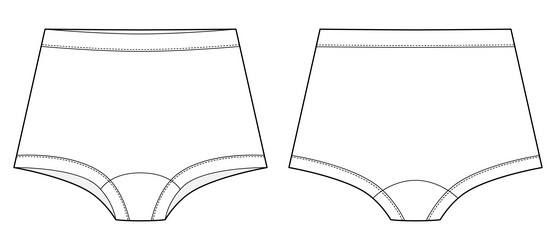 Technical sketch girls knickers in black color Vector Image
