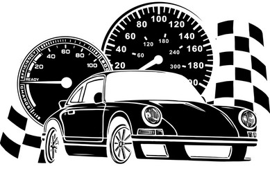 Racing car with checker Royalty Free Vector Image