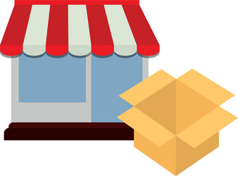 Store facade building with carton box Royalty Free Vector