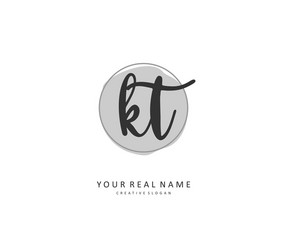 K t kt initial letter handwriting and signature Vector Image