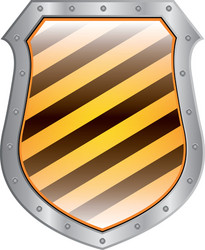 Metallic shield with right diagonal stripe Vector Image