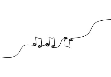 Music line art drawing continuous one hand Vector Image